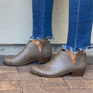Boutique | Shoes | Distressed Taupe V Cut Out Sides Ankle Booties ...